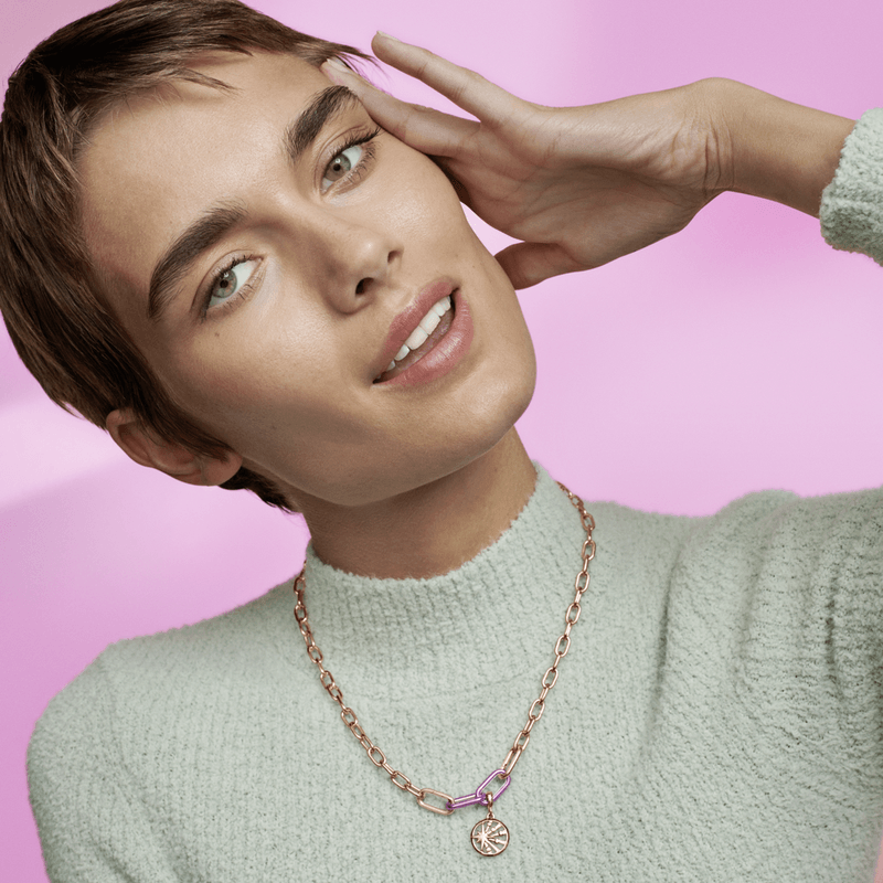 Collar De Cadena De Eslabones Recubrimiento en Oro Rosa De 14K Pandora ...