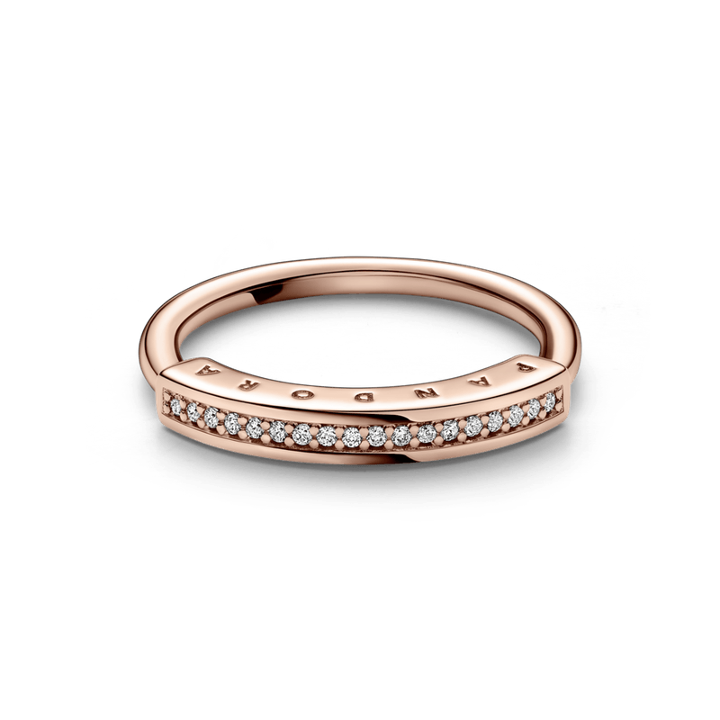 Anillo I-D en pavé Pandora Signature Recubrimiento en Oro Rosa|Pandora ...