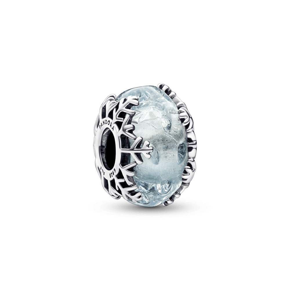 Charm de cristal Murano Copo de nieve Azul invierno Pandora MX Pandora Mexico
