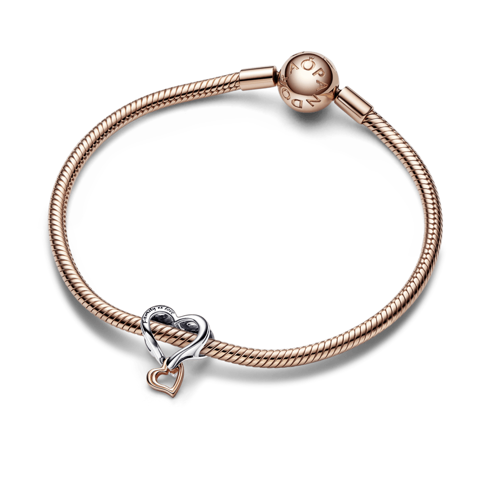 Charm de dos tonos Corazón calado con infinito Recubrimiento en Oro ...