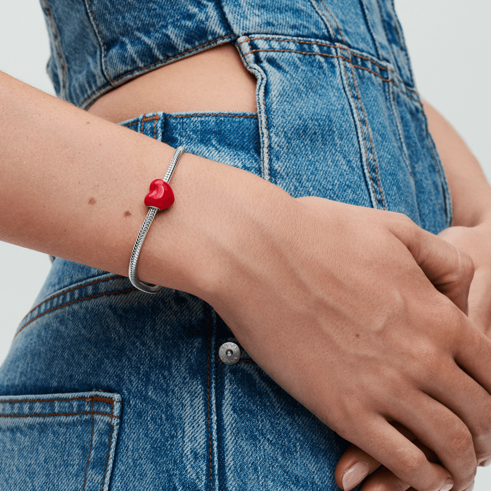 Pandora Charm Corazon Mensaje Oculto Que Cambia de Color en Rojo Esmalte