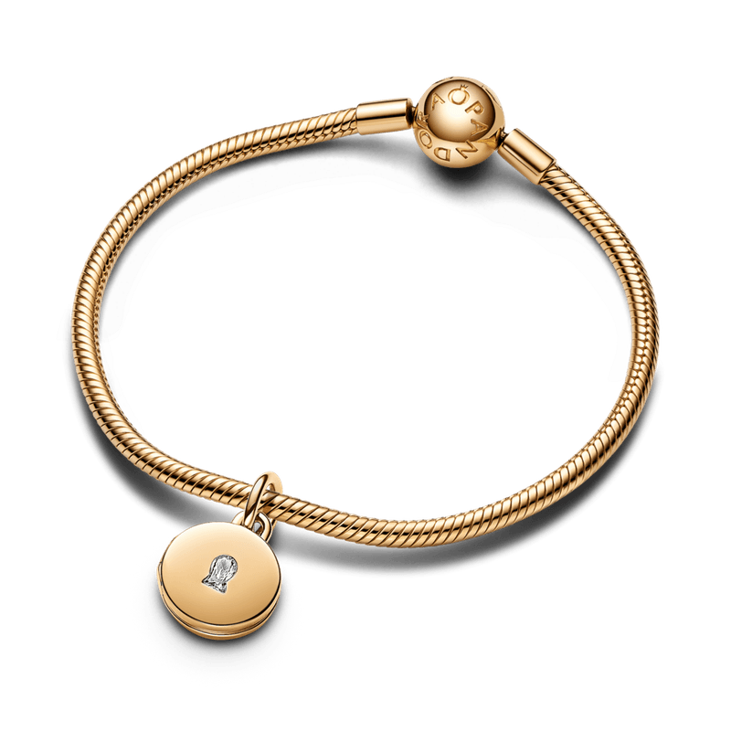 Charm Colgante Medalla Grabable que se abre Oro|Pandora MX - Pandora Mexico