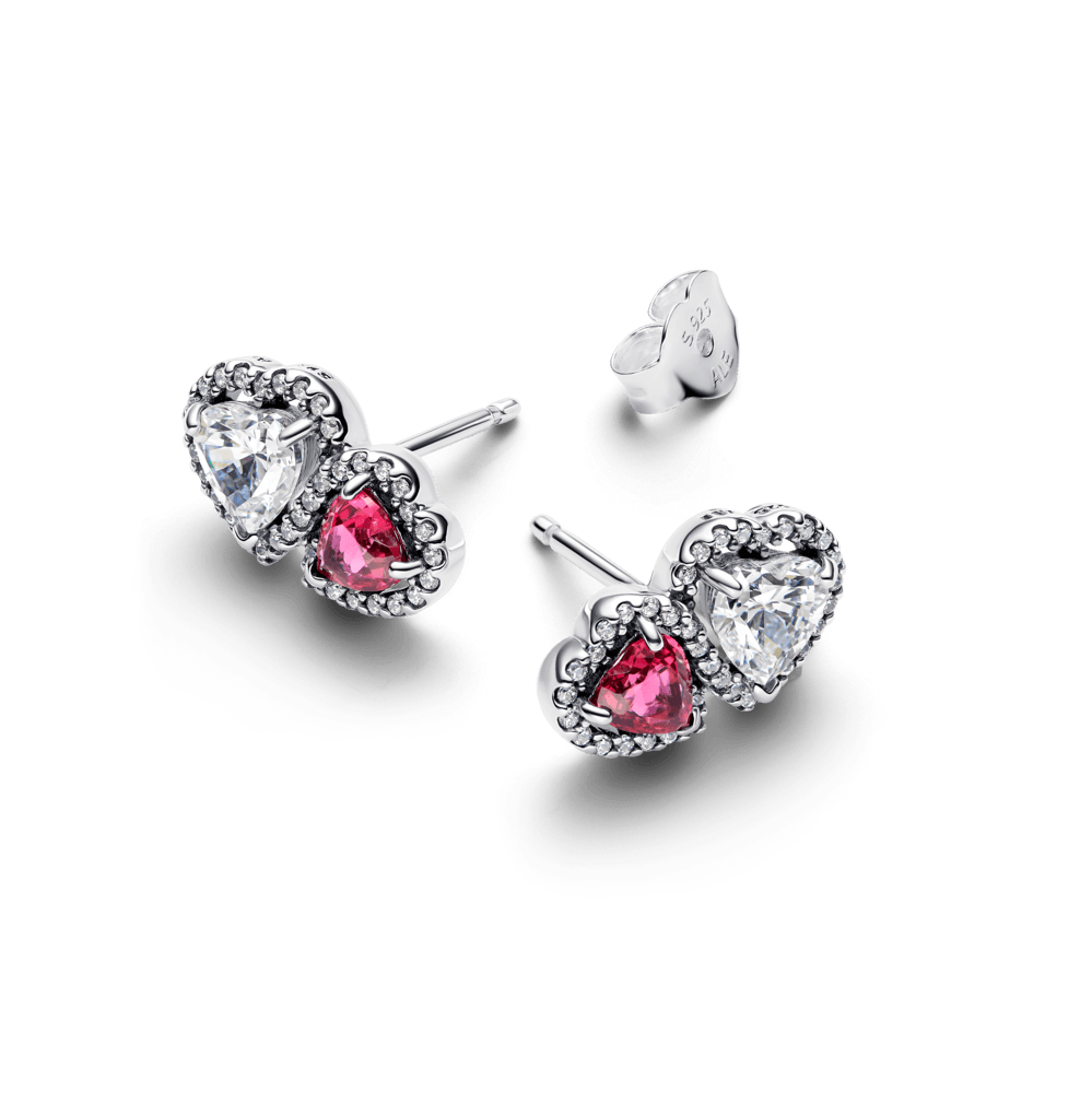 Aretes de Botón Halo Corazones |Pandora MX - Pandora Mexico